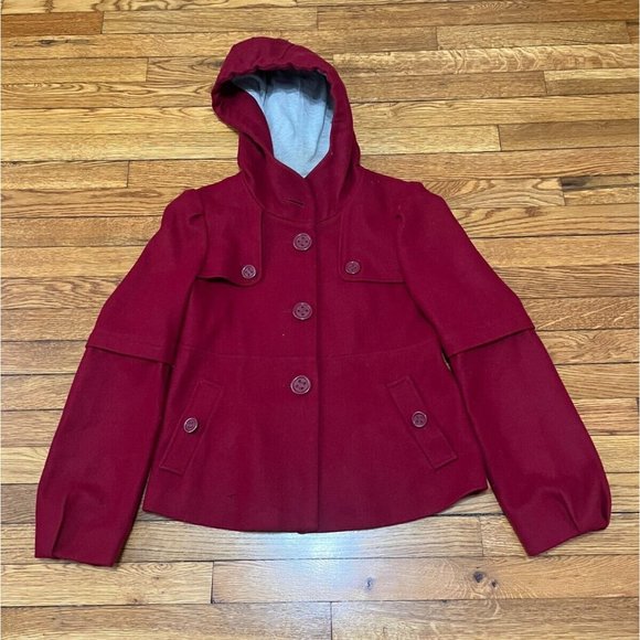 elevenses | Jackets & Coats | Elevenses Anthropologie Red Wool Coat ...